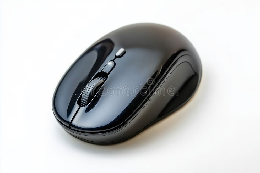 Black Computer Mouse with Scroll Wheel on White Background. AI Image ...
