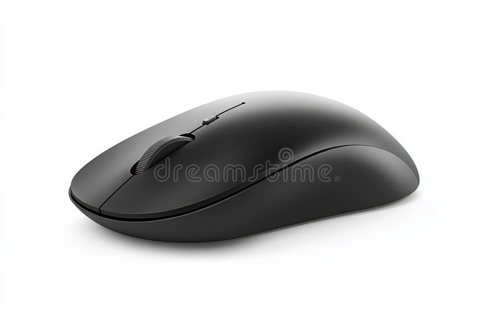 Black Computer Mouse with Scroll Wheel on White Background. AI Image ...