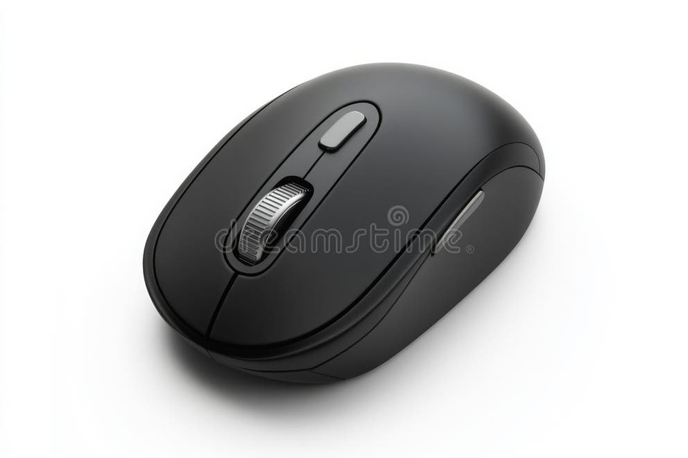 Black Computer Mouse with Scroll Wheel on White Background. Neural ...
