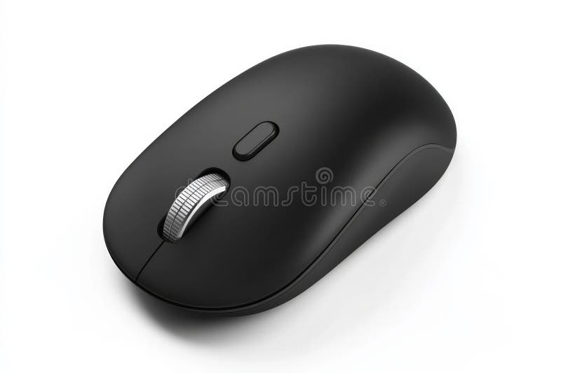 Black Computer Mouse with Scroll Wheel on White Background. Neural ...