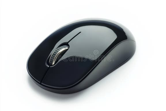 Black Computer Mouse with Scroll Wheel on White Background. Neural ...
