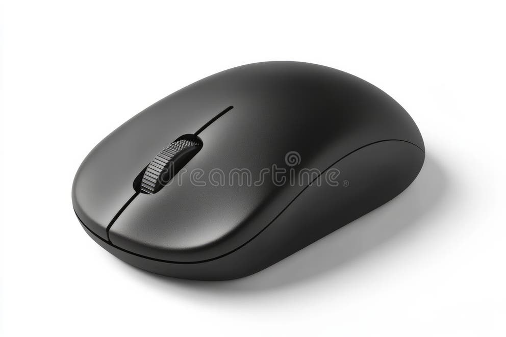Black Computer Mouse with Scroll Wheel on White Background. Neural ...