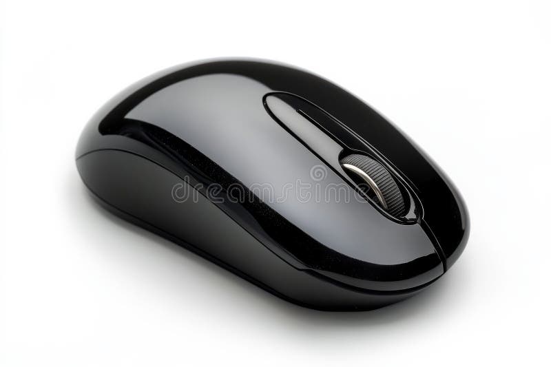 Black Computer Mouse with Scroll Wheel on White Background. Neural ...