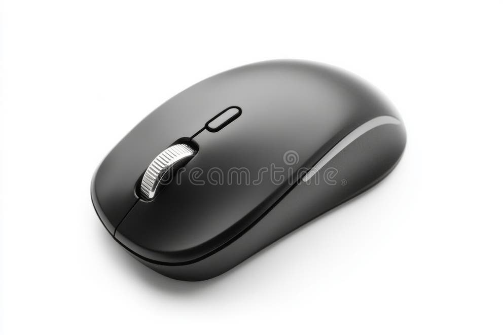 Black Computer Mouse with Scroll Wheel on White Background. Neural ...