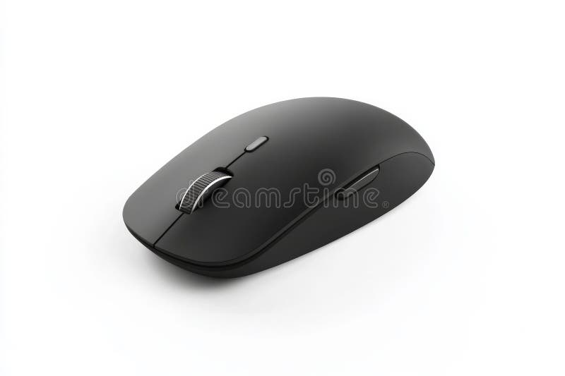 Black Computer Mouse with Scroll Wheel on White Background. Neural ...