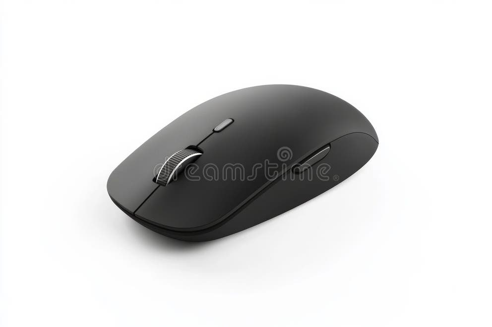Black Computer Mouse with Scroll Wheel on White Background. Neural ...