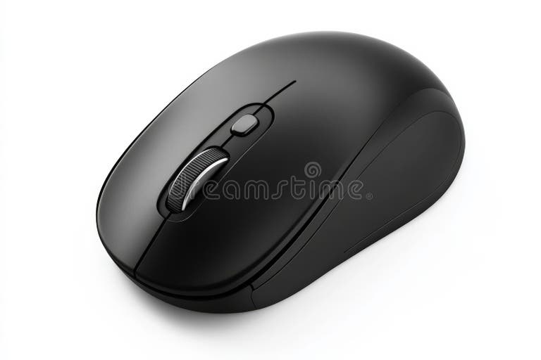 Black Computer Mouse with Scroll Wheel on White Background. Neural ...