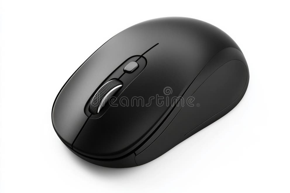 Black Computer Mouse with Scroll Wheel on White Background. Neural Network AI Generated Stock ...