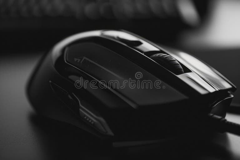 A Black Computer Mouse is Sitting on a Desk Stock Photo - Image of ...