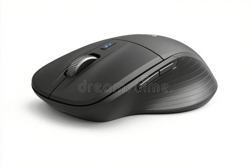 A Black Computer Mouse Sitting on Top of a White Surface Stock ...