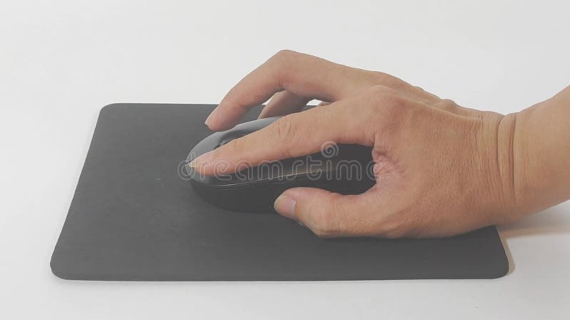 Black Computer Mouse on a Work Desk. Working with a PC and Clicking on ...