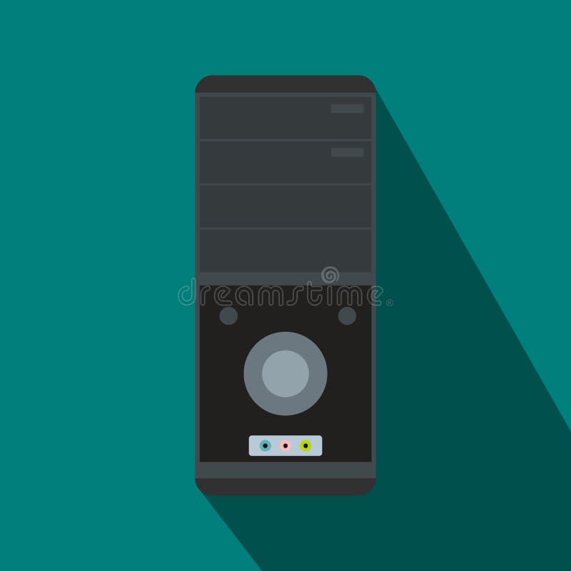 Black Computer System Unit Icon, Flat Style Stock Vector - Illustration ...