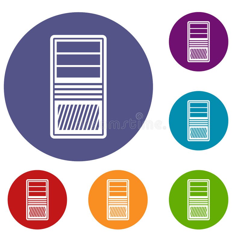 Black Computer System Unit Icons Set Stock Vector - Illustration of ...