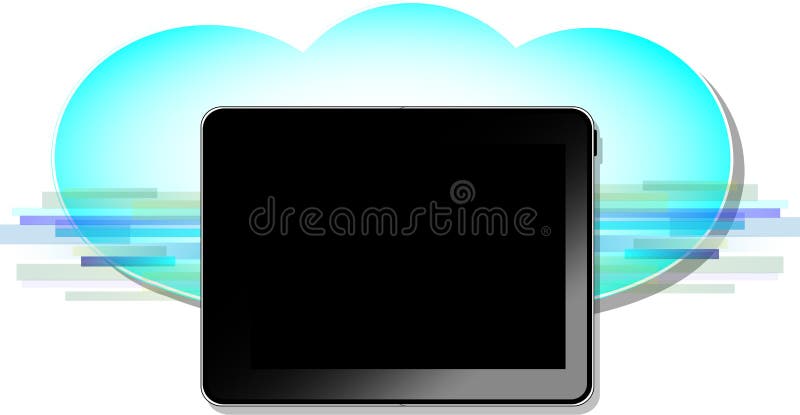 Black Computer Tablet with Blue Wireless Cloud Stock Vector ...