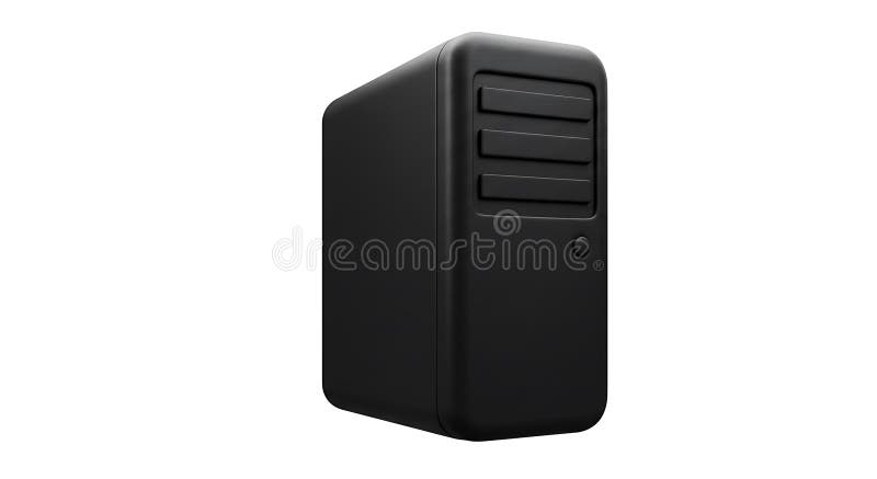 A Black Computer Tower with a Sleek, Rectangular Design on a White ...