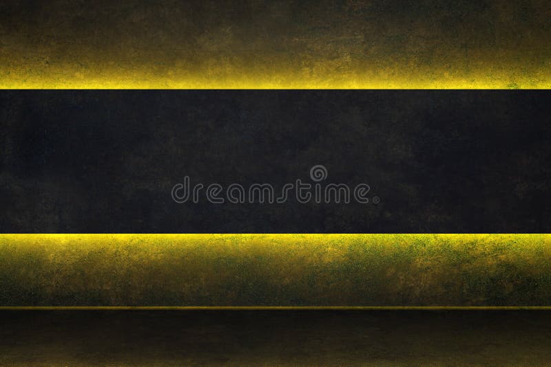 Black Concrete Wall with Yellow Backlit Lighting Stock Illustration ...