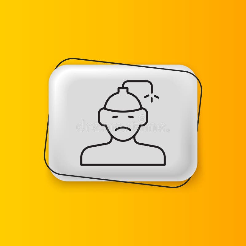 Black Concussion, Headache, Dizziness, Migraine Icon Isolated on Yellow ...