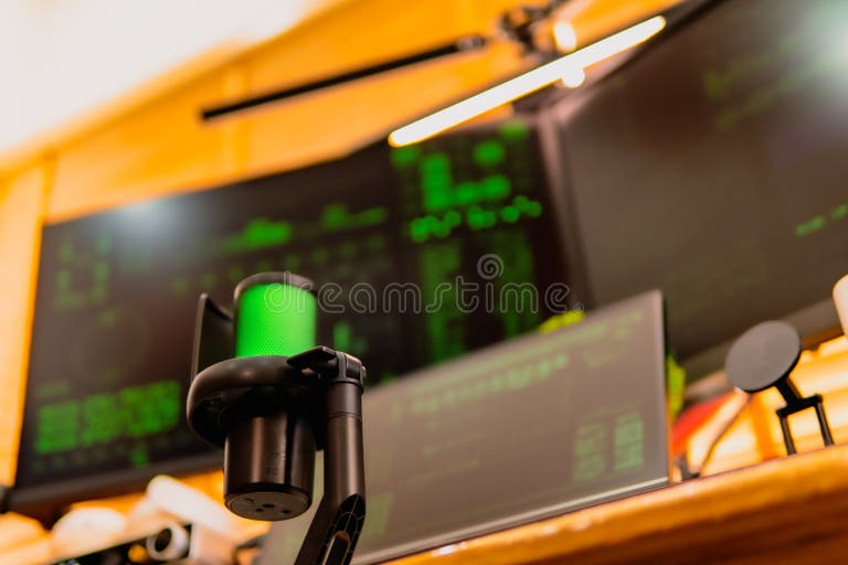 Black Condenser Microphone with Green LED Light, Hacker Coding ...