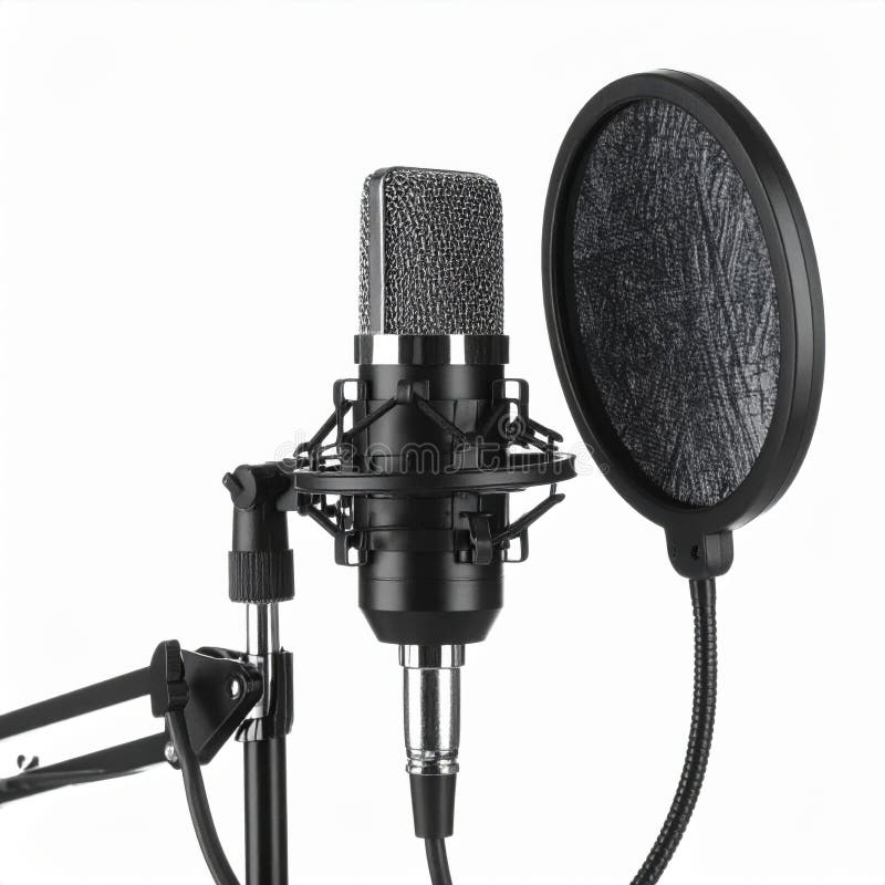 Black Condenser Microphone with Pop Filter and Shock Mount Stock ...