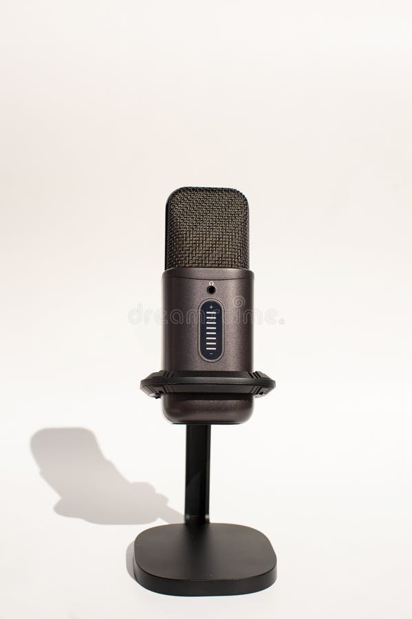 Black Condenser Microphone on Stand with Shadow Stock Image - Image of ...