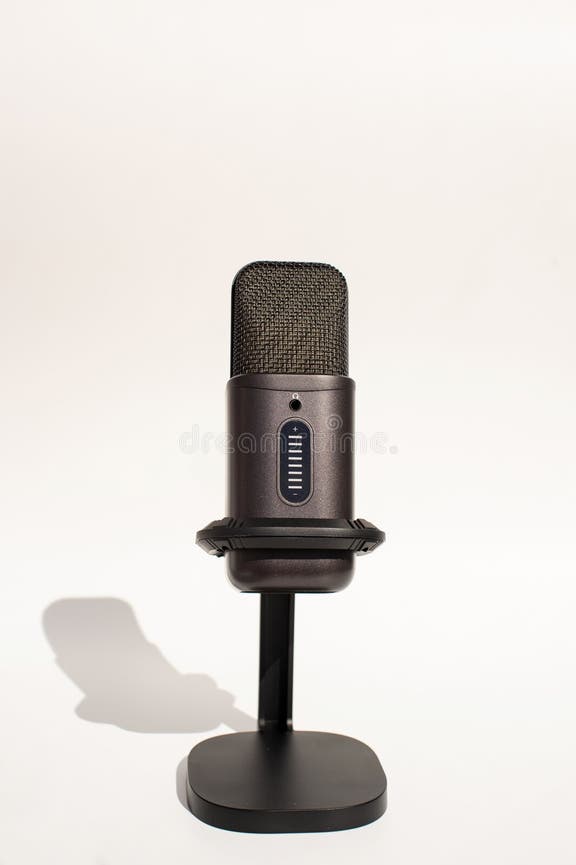 Black Condenser Microphone on Stand with Shadow Stock Image - Image of ...