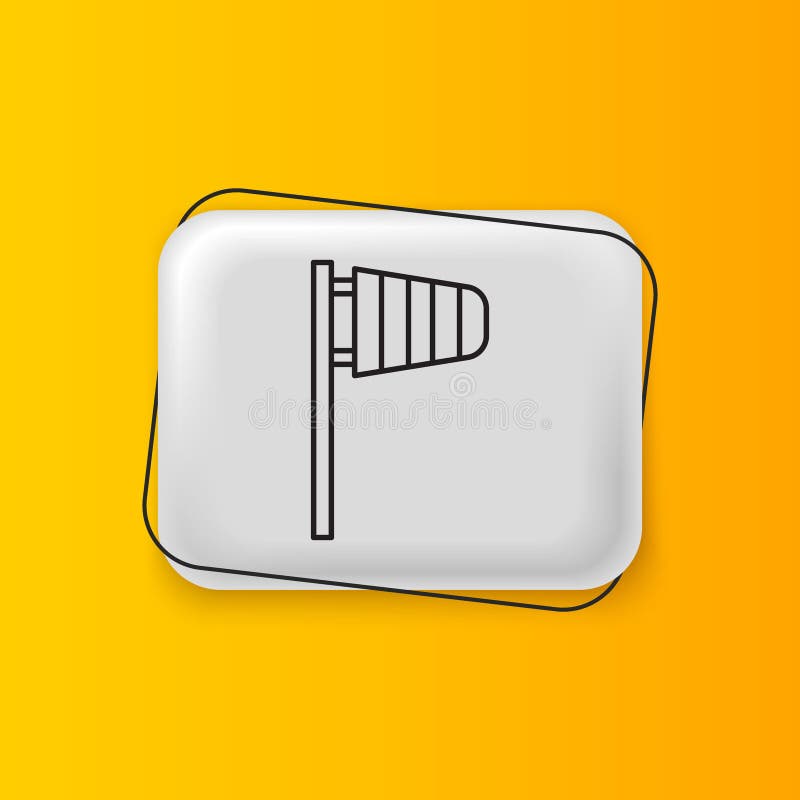 Black Cone Meteorology Windsock Wind Vane Icon Isolated on Yellow ...