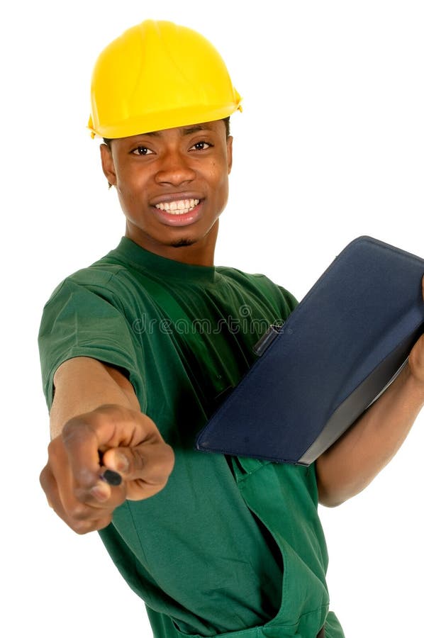 Black construction worker stock image. Image of attractive - 7466475