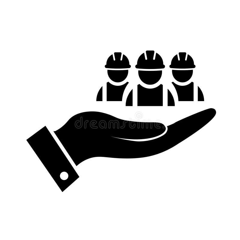 Black Construction Workers on Hand Icon. Labor Day Stock Vector ...