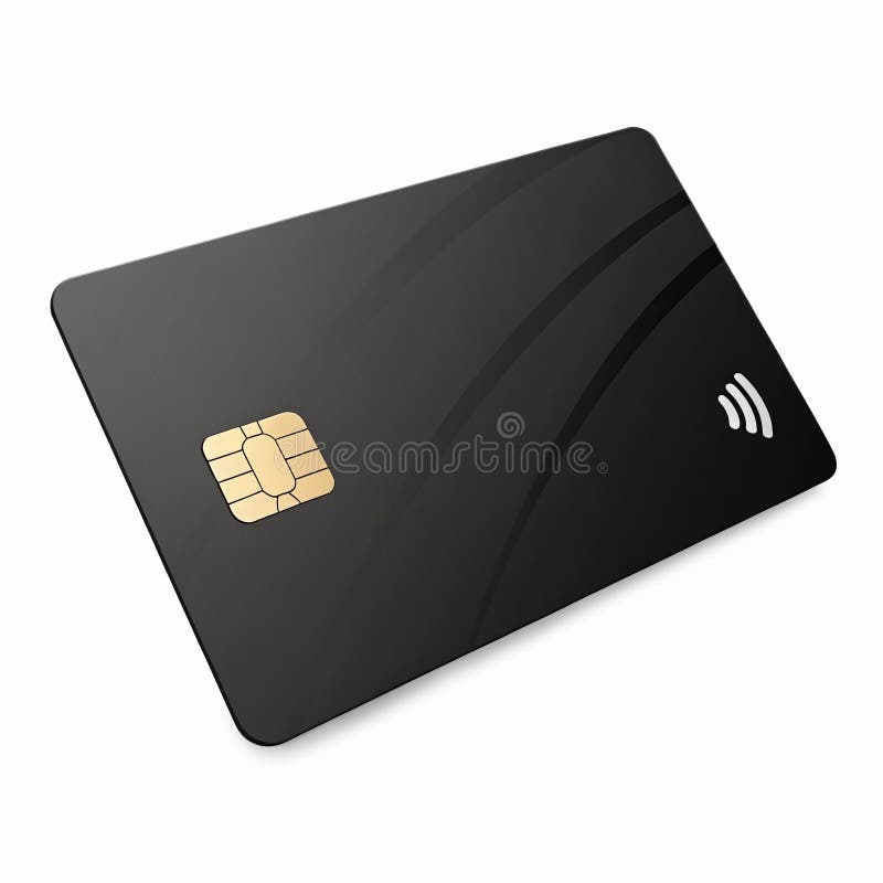Black Contactless Payment Card with Chip and RFID Technology on ...