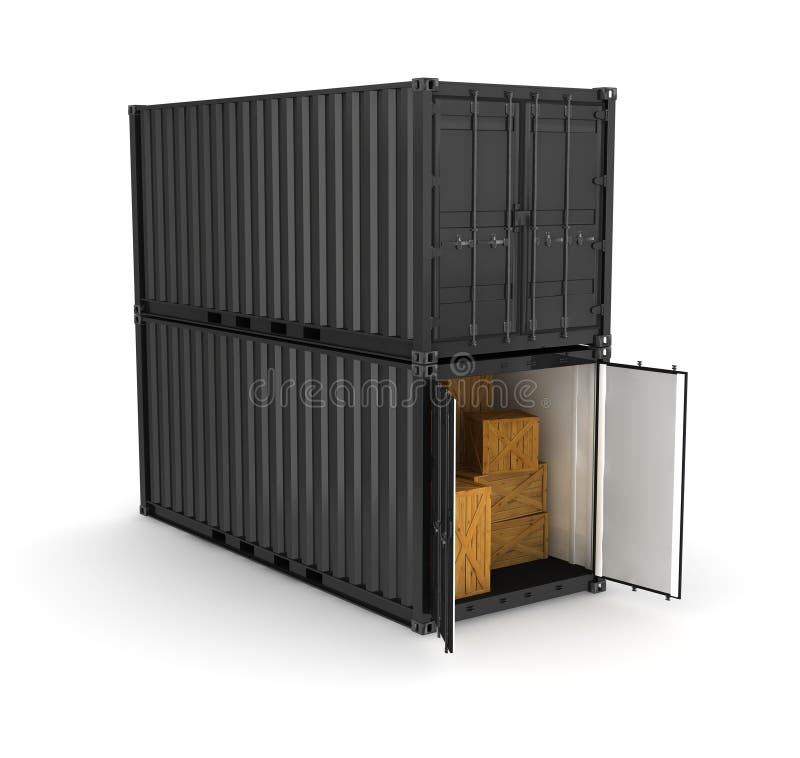 Stacked shipping container stock illustration. Illustration of delivery ...