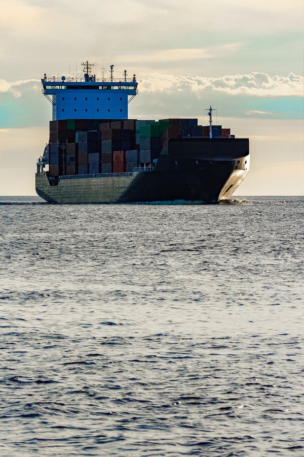 Black Container Ship Underway Stock Image - Image of europe, export ...