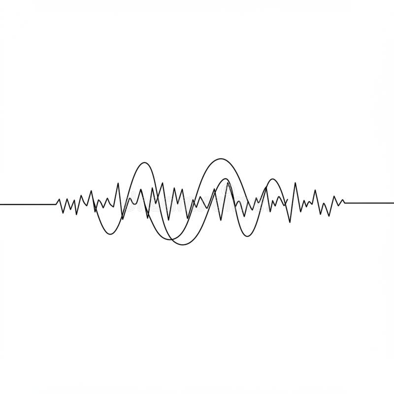 A Black, Continuous Waveform Line Graph on a White Background. the Line ...