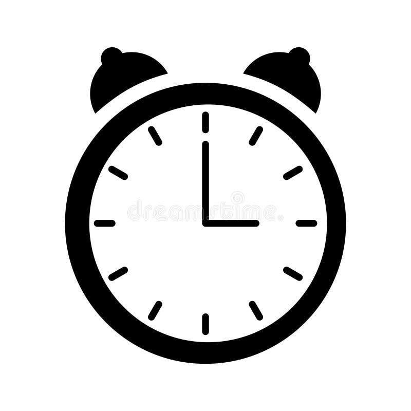 Black Contour of Alarm Clock Icon for Web Design. Watch, Stopwatch ...