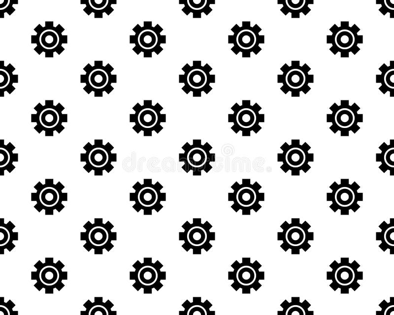Black Contour Gears Seamless Vector Texture Background, Seamless ...