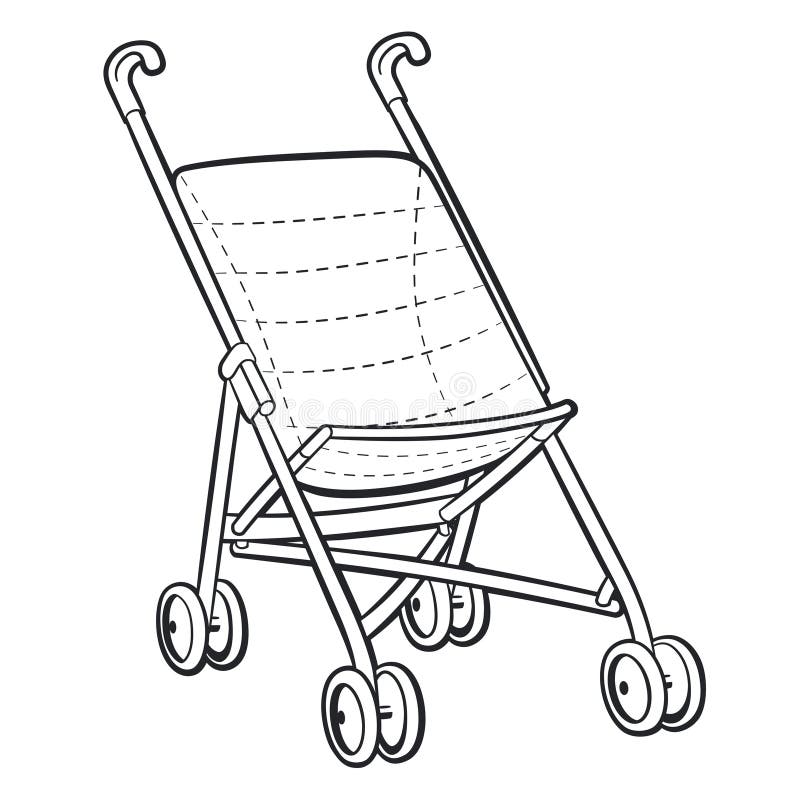 Black Contour Stroller Drawing Isolated Stock Vector - Illustration of ...