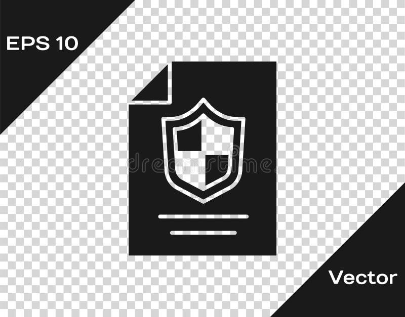 Black Contract with Shield Icon Isolated on Transparent Background ...