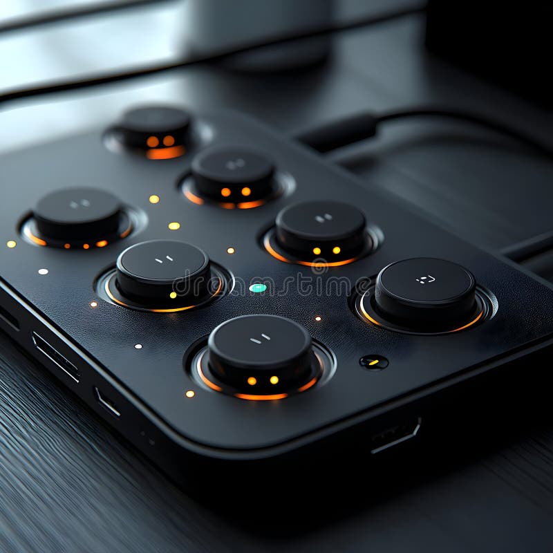 Black Control Panel with Illuminated Buttons 3D Render Stock ...