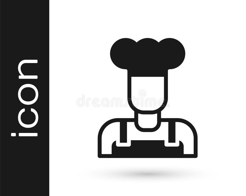 Black Cook Icon Isolated on White Background. Chef Symbol Stock ...
