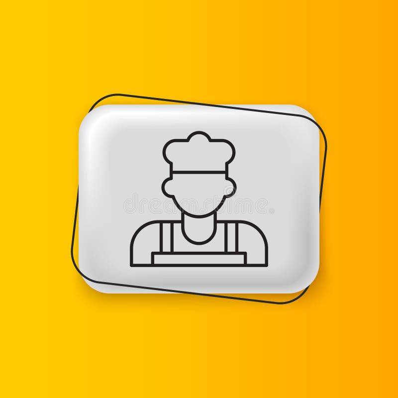 Black Cook Icon Isolated on Yellow Background. Chef Symbol. Silver ...