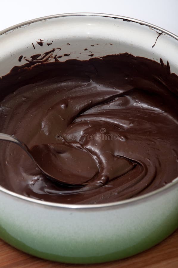 Black Cooked Chocolate for Making Cakes Stock Photo - Image of melted ...