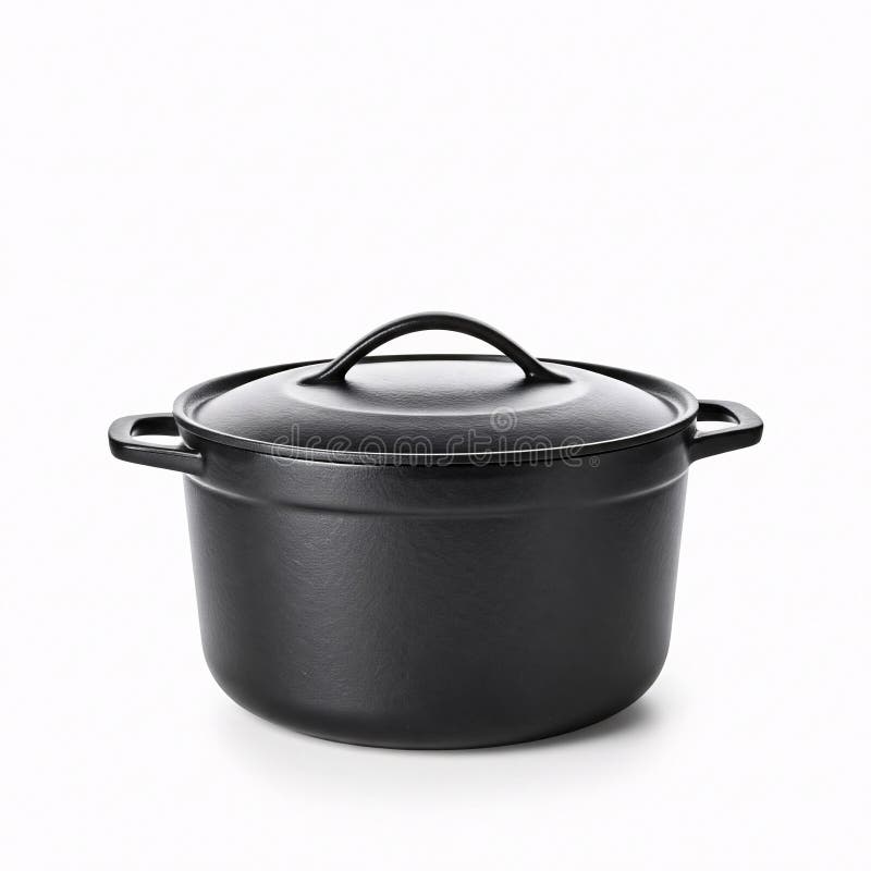 Black Cooking Pot Isolated on White Background. Stock Illustration ...