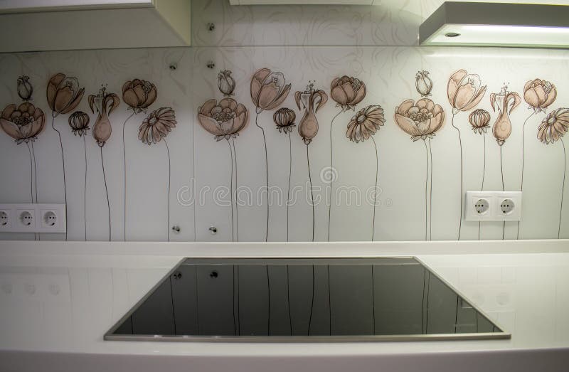 Black cooktop in kitchen stock image. Image of stove - 82605059