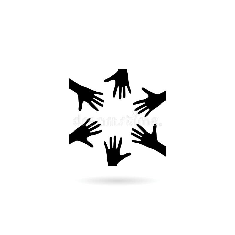 Black Cooperation Hands Logo, Teamwork Icon Stock Vector - Illustration ...