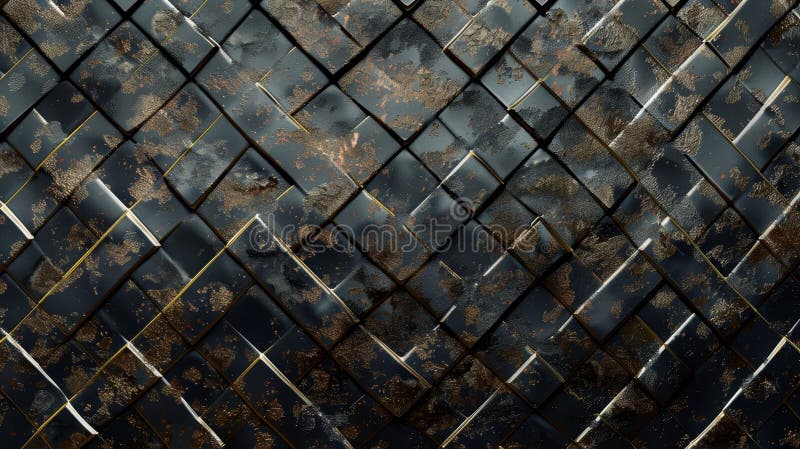 Black and Copper Geometric Shapes with a Shiny Metal Texture Stock ...