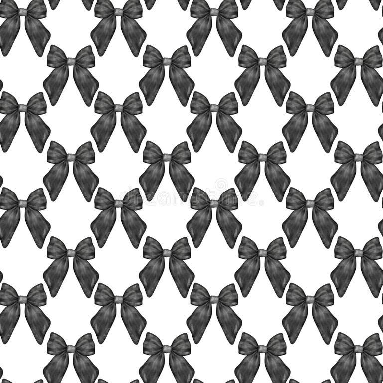 Black Coquette Seamless Pattern Ribon Bow Watercolor Stock Image ...