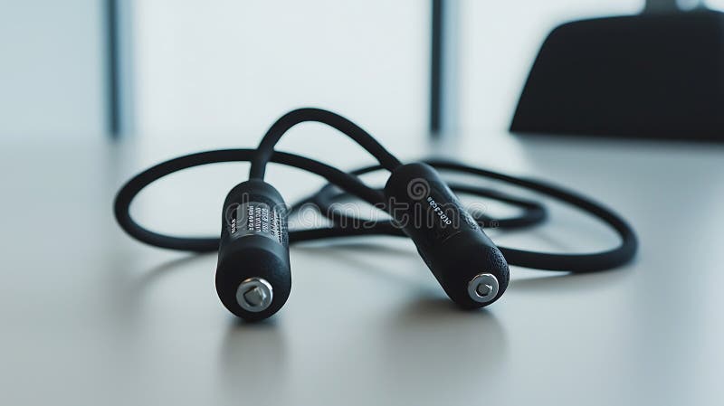 A Black Cord with a White Label on it Stock Image - Image of device ...