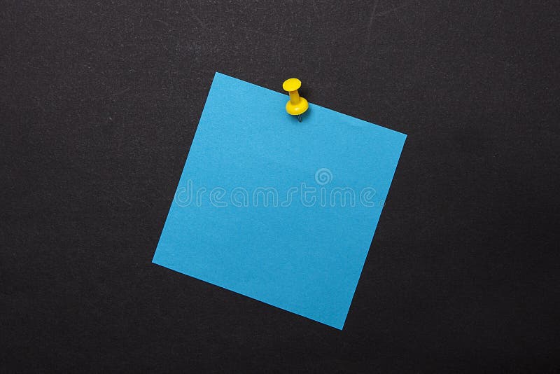 Black Cork Board with Blue Sticky Notes. Stock Photo - Image of drawing ...