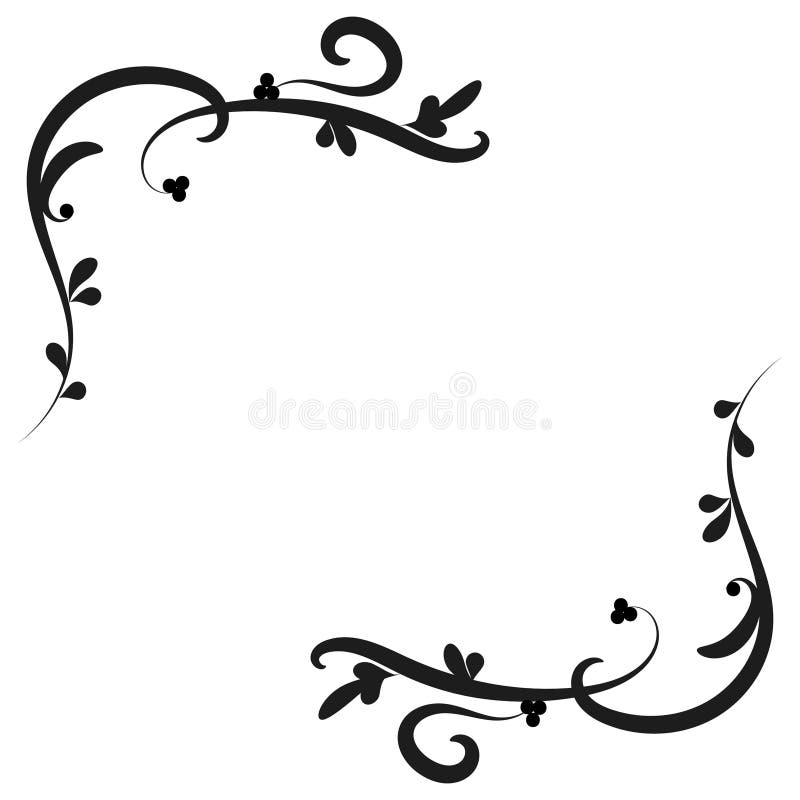 Black Corner Floral Pattern for Stencil. Stock Vector - Illustration of ...