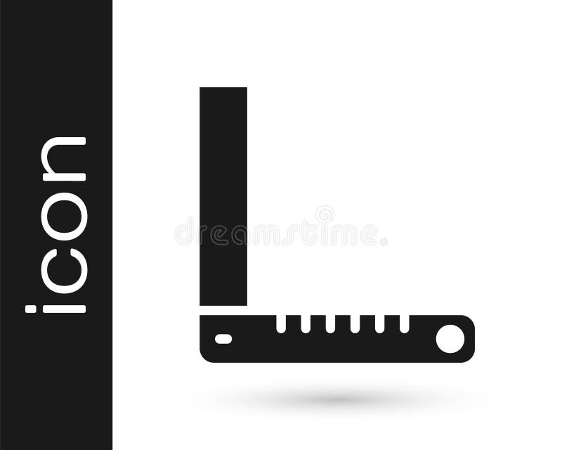 Black Corner Ruler Icon Isolated on White Background. Setsquare, Angle ...