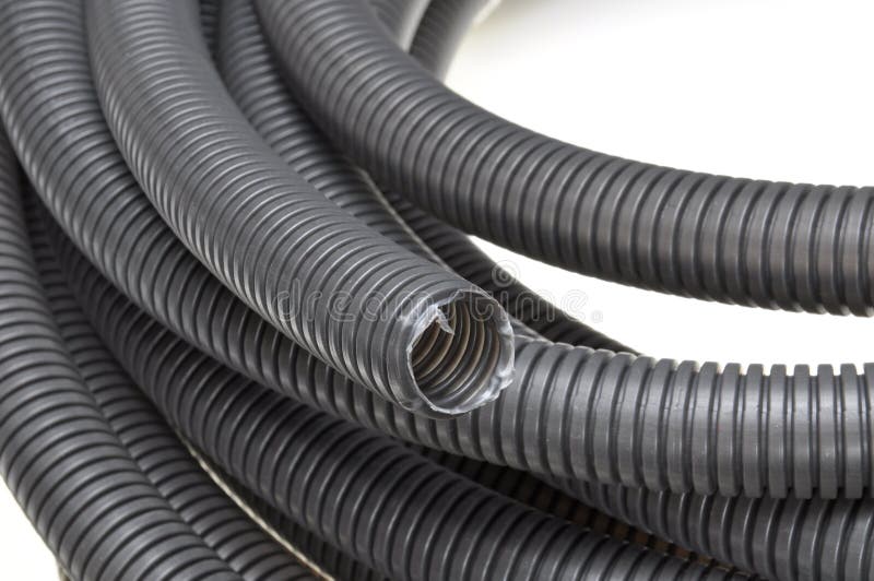 Black corrugated pipe stock image. Image of lines, flexible - 34048225